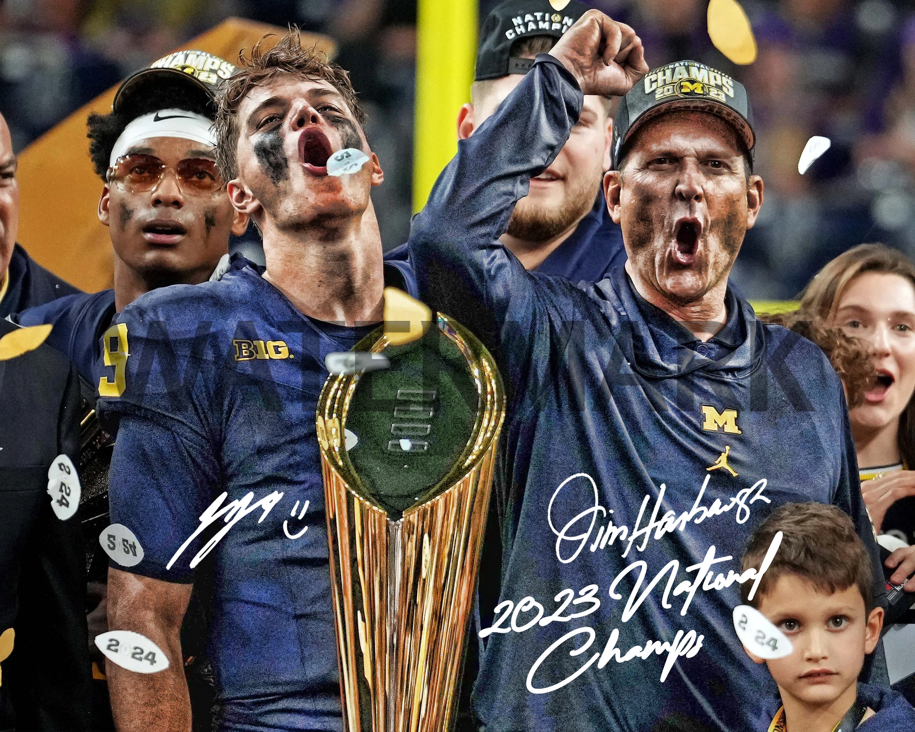 JJ Mccarthy and Jim Harbaugh Michigan Wolverines National Champions ...