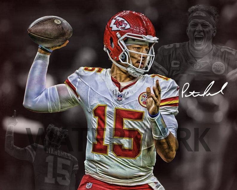 Patrick Mahomes Kansas City Chiefs Poster Digital Print Autographed RP ...