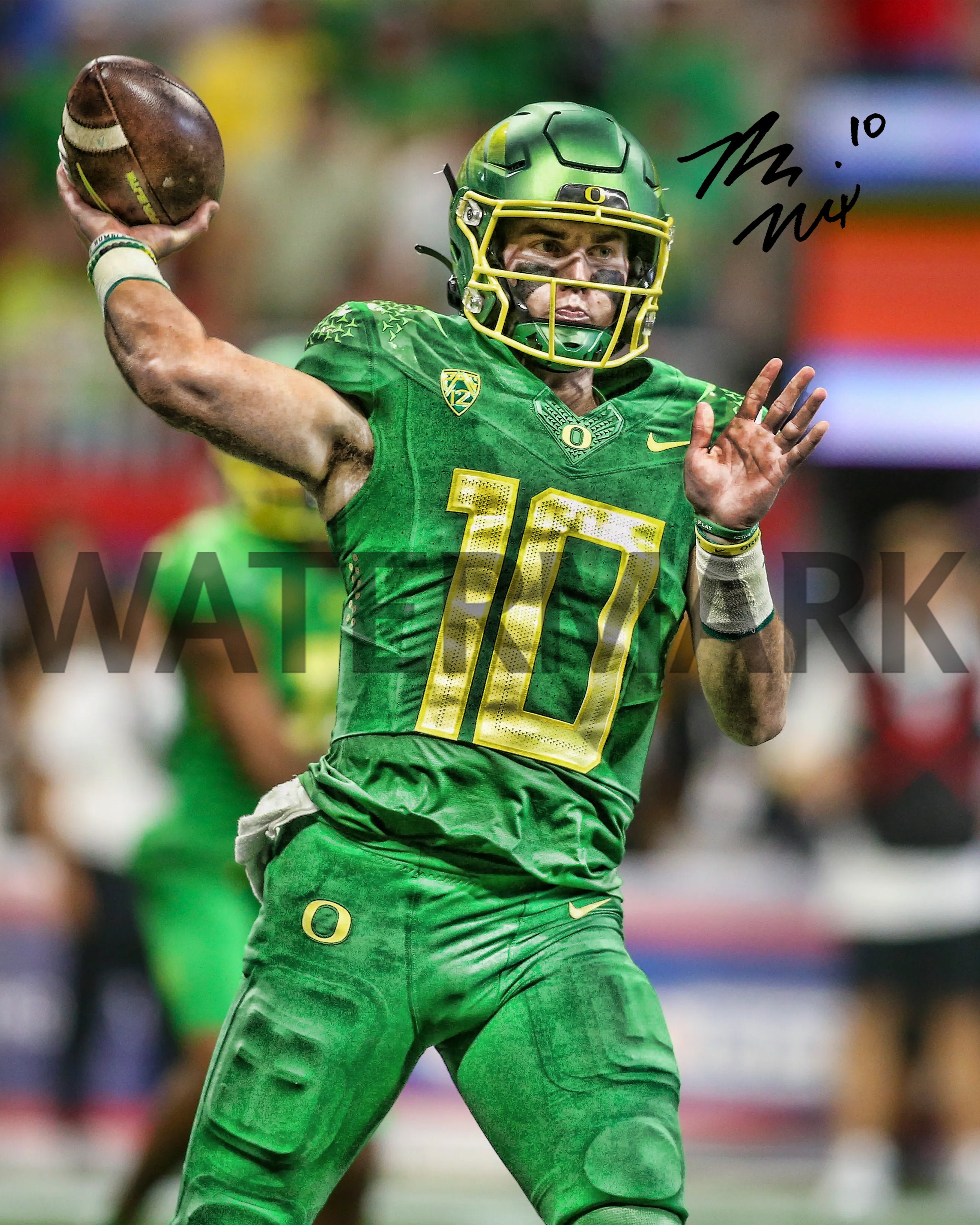 Bo Nix Oregon Ducks Poster Art Autographed NCAA Football 4x6, 5x7, 8x10, 9x12, 11x14, 16x20 ...