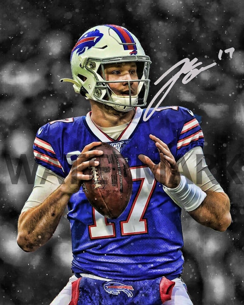Josh Allen Buffalo Bills Poster Art Autographed NFL 4x6 5x7 - Etsy