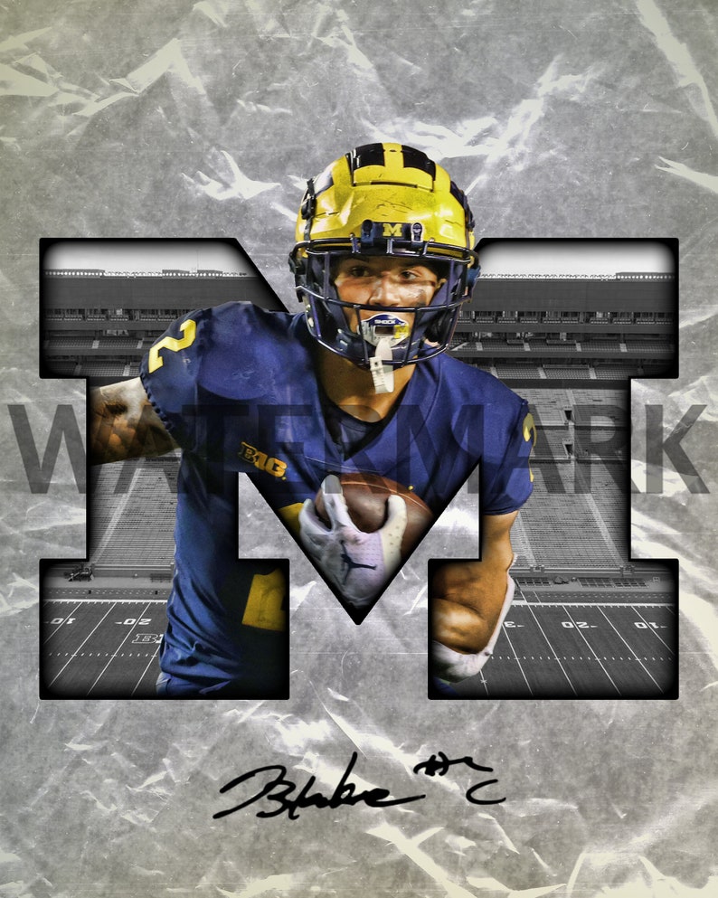 Blake Corum Michigan Wolverines Poster Art Autographed NCAA 4x6, 5x7 ...