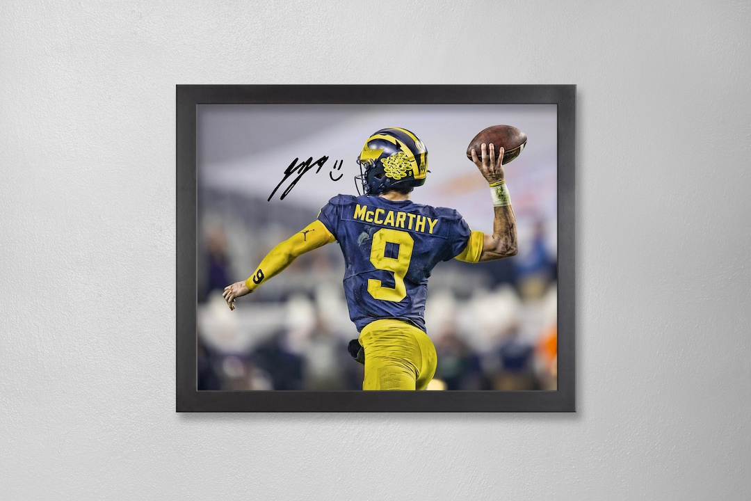 JJ Mccarthy Michigan Wolverines Poster Art Autographed NCAA 4x6, 5x7 ...