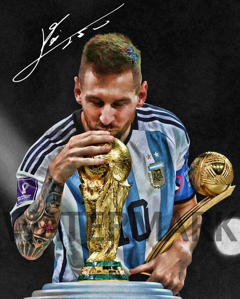 Lionel Messi Argentina World Cup Poster Art Autographed 4x6, 5x7, 8x10 ...