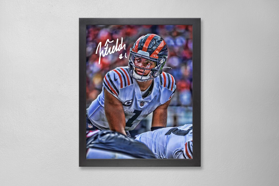 Justin Fields Chicago Bearsposter Art Autographed NFL 4x6, 5x7, 8x10 ...