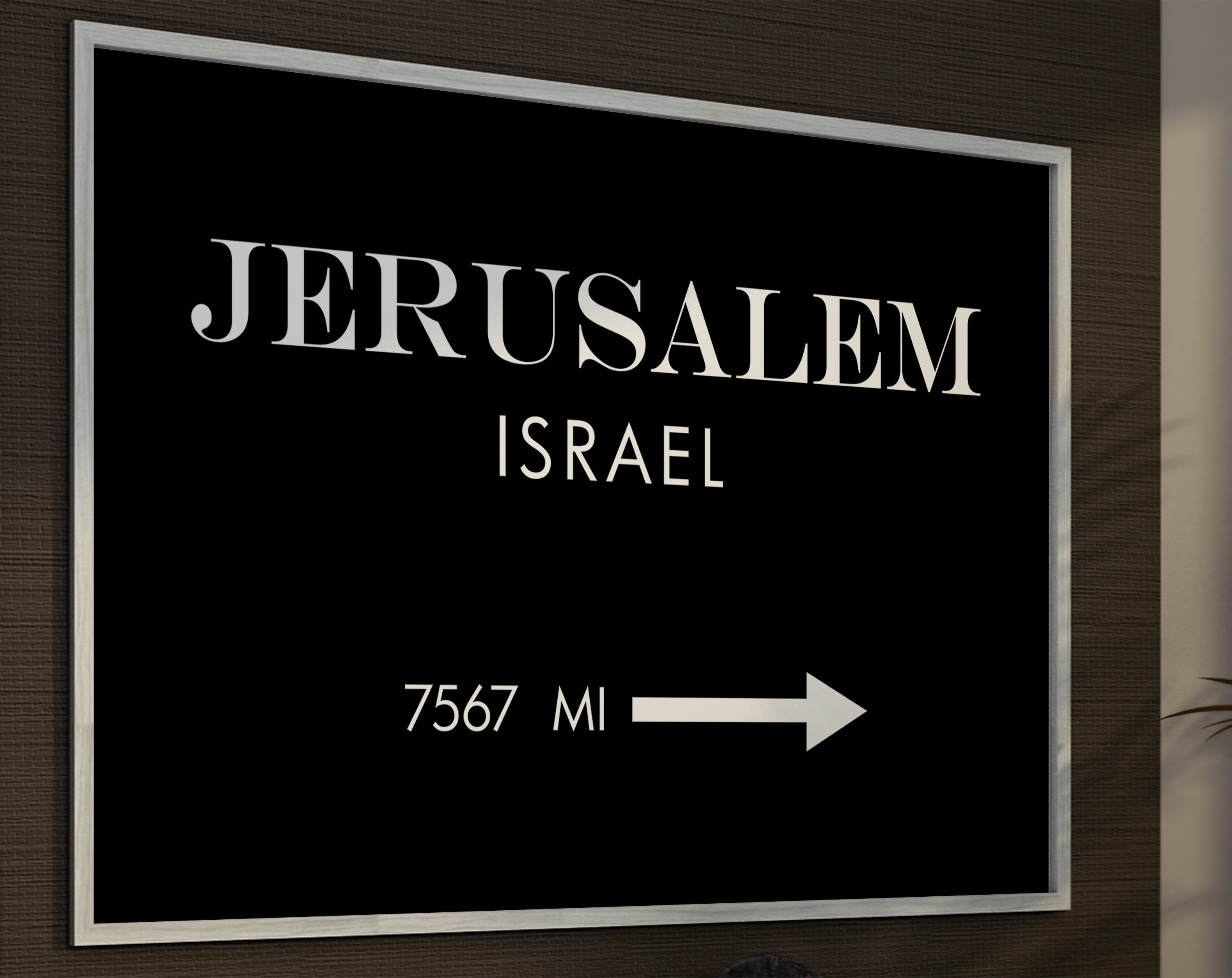 Jerusalem Sign Print Israel Decor Distance Gift Poster. | Etsy