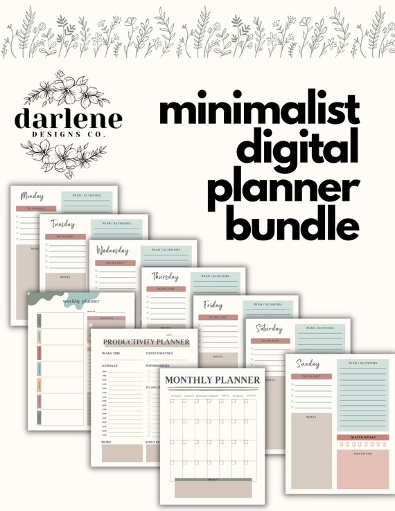 Minimalist Digital Planner Bundle - Etsy