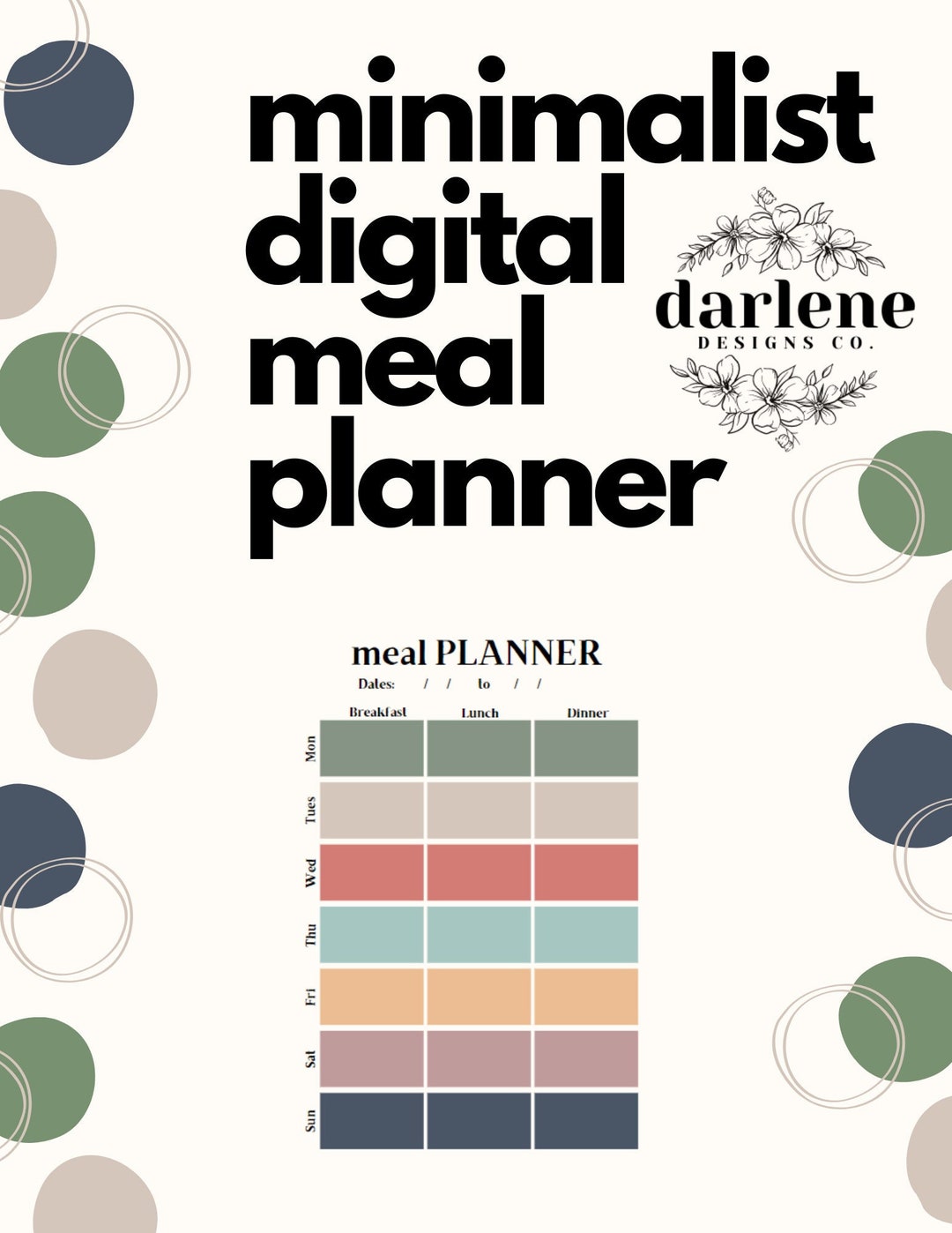 Minimalist Digital Meal Planner - Etsy