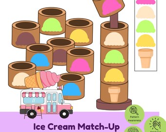 Ice Cream Detective Printable Game for Kids | Color Matching Dice Game ...
