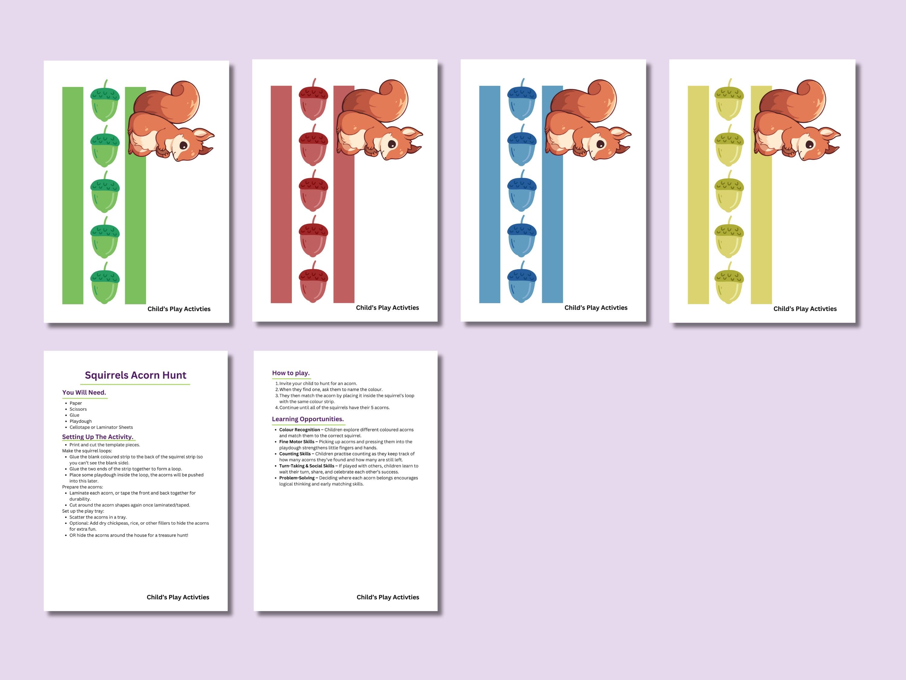 Printable Fall Activity for Preschoolers | Autumn Color Sorting Acorn ...