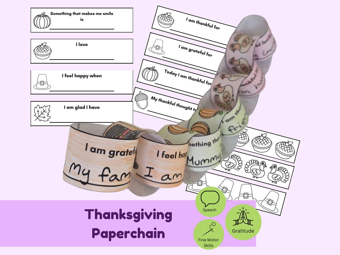 Thanksgiving Gratitude Paper Chain, Kids Printable Activity (PDF) - Etsy