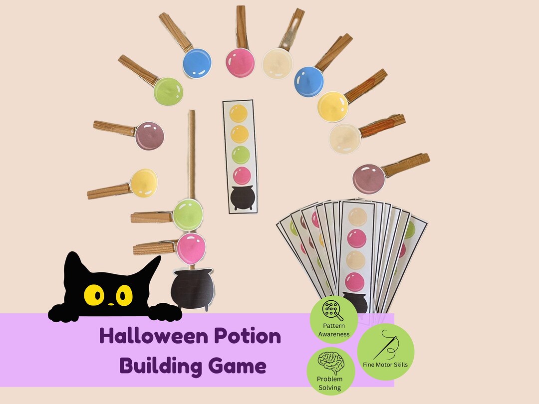Halloween Potion Building Game: Fine Motor Skills Activity (PDF Pattern ...