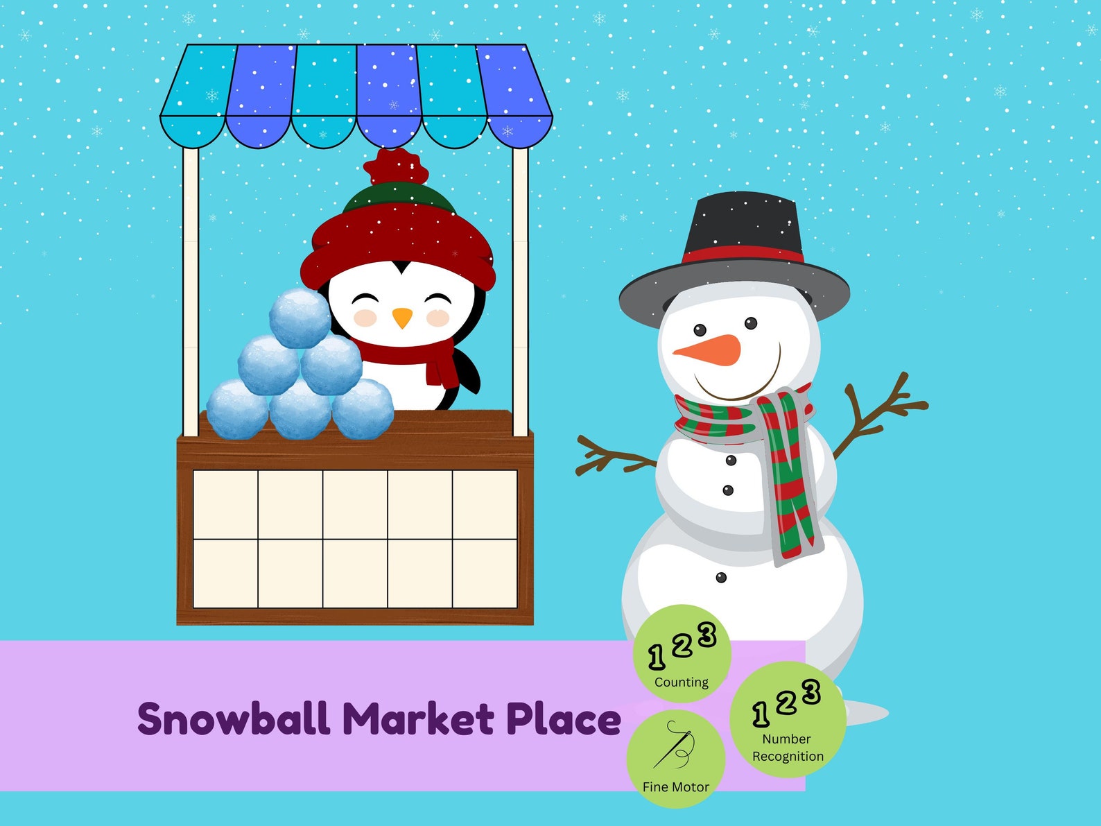 Winter Number Activity | Snowball Market Math Game (PDF) - Etsy