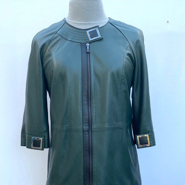 Emerald Green Leather Jacket - Etsy