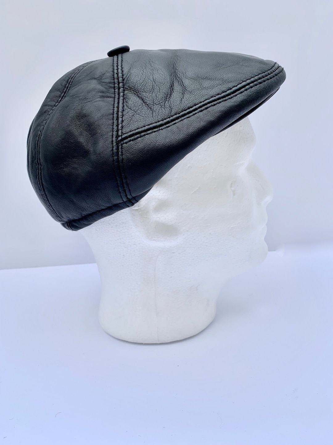 New Soft Leather 8 Panels Newsboy Cap Earflap Peaky Blinders Hat Baker ...