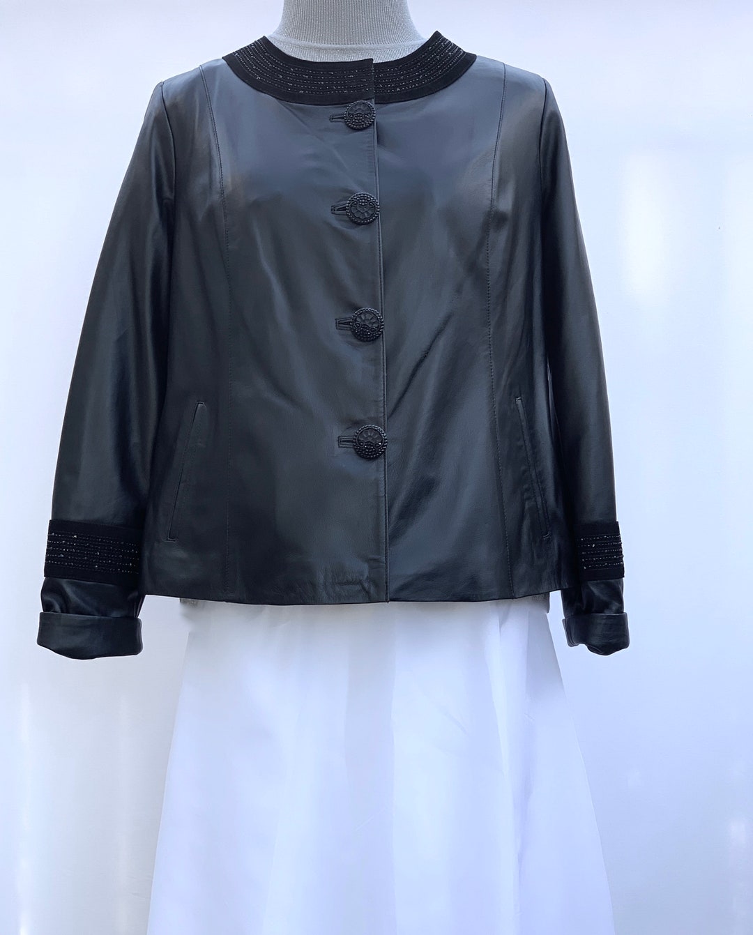 New Genuine Leather Lambskin Black Women's Designers Bell Shaped Jacket ...