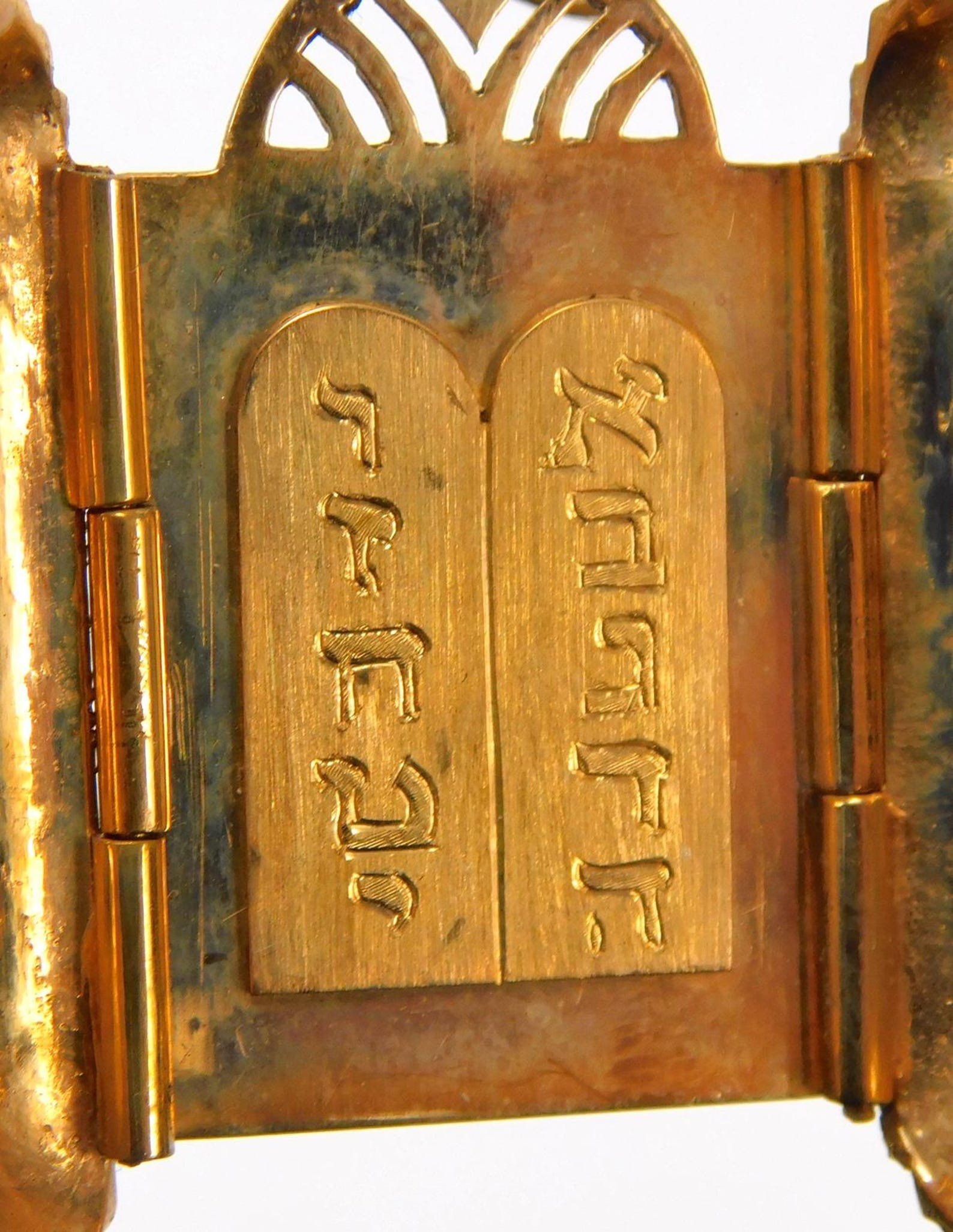 Custom 18K Yellow Gold Ruby Pearl Sapphire Torah Scroll Pendant Jewelry ...