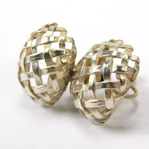 Vintage Sterling Silver Oval Mesh Earrings Costume Jewelry - Etsy