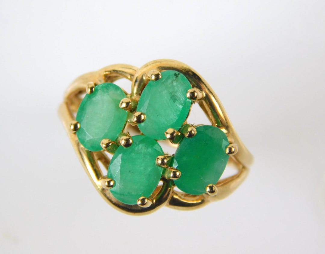 Designer's Clyde Dunier CID 10k Yellow Gold Emerald Lady's Ring Jewelry ...