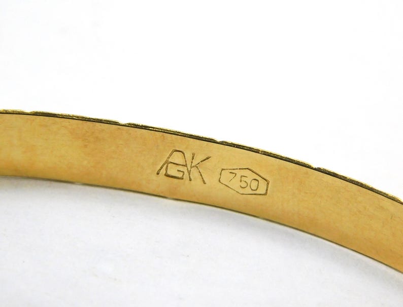Beautiful Saudi Arabia 18K Etched Yellow Gold Lady's Bangle Bracelet ...