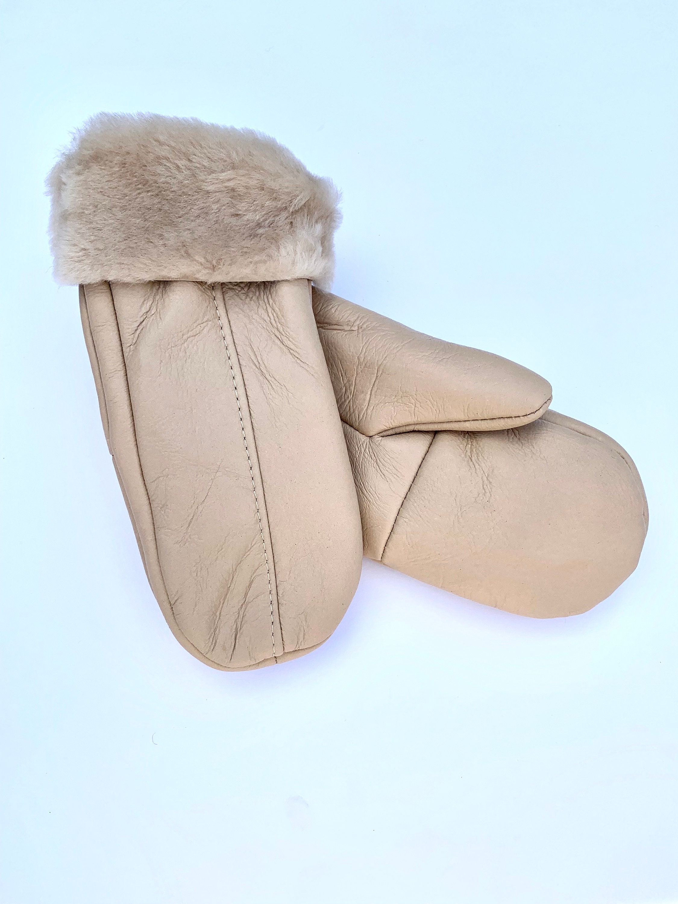 Warm Shearling Sheepskin Leather Women's Mittens Premium Real Lambskin ...