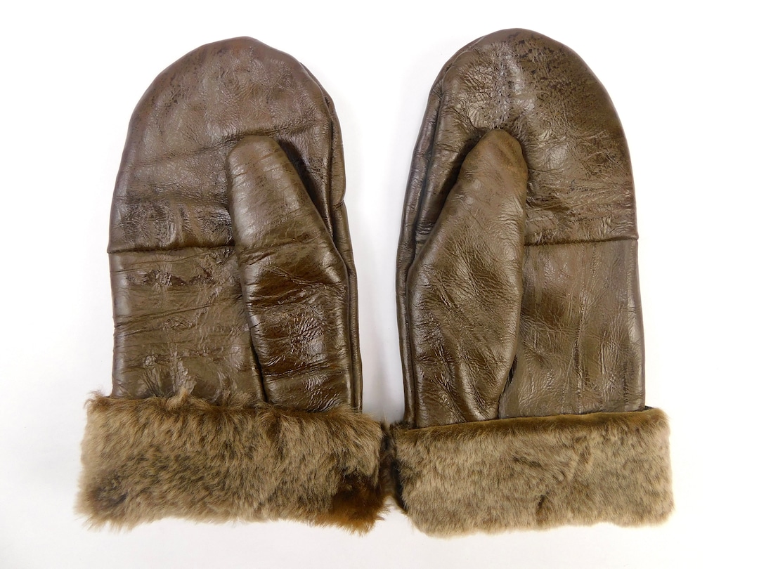 Warm Soft Brown Real Shearling Sheepskin Mittens Men's & Women's Unisex ...