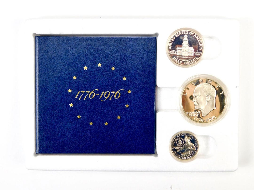 1976 US Mint's Bicentennial Silver Proof 3 Coin Set - Etsy