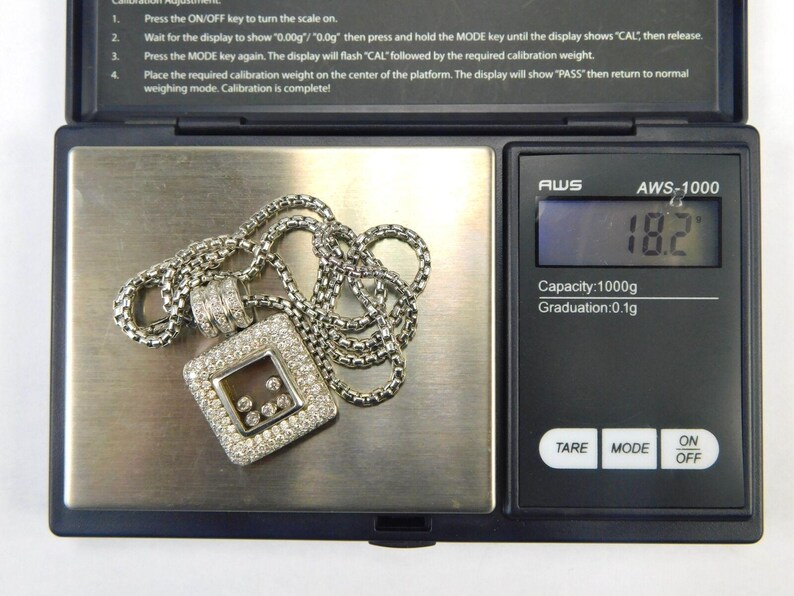 Custom 14K White Gold Diamond Square Pendant Italian Chain Necklace ...