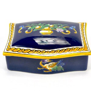 Vintage French France Gien Porcelain Trinket Candy Jewelry Box Case ...
