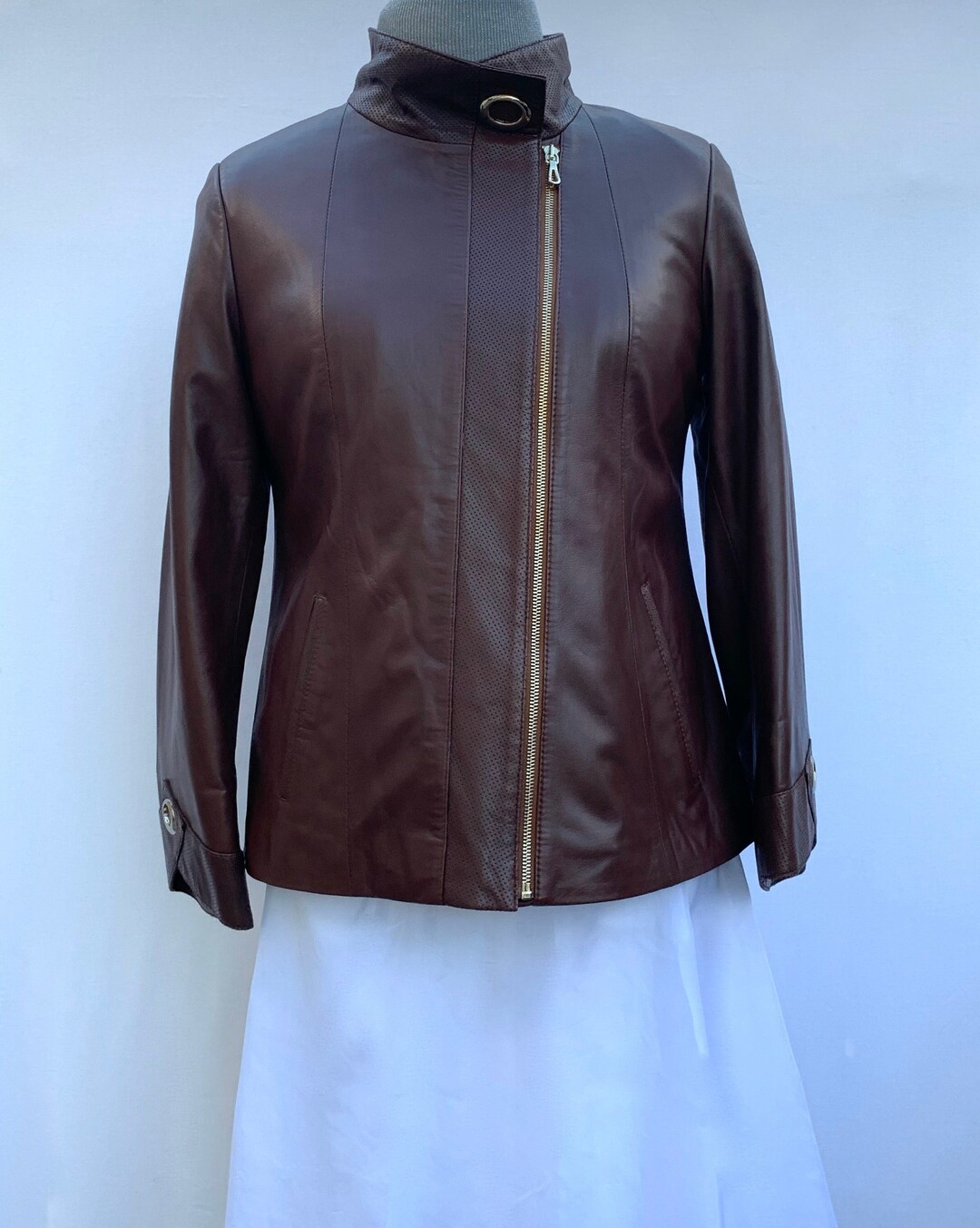 New Genuine Leather Lambskin Brown Women's Designers Bell Shaped Jacket ...