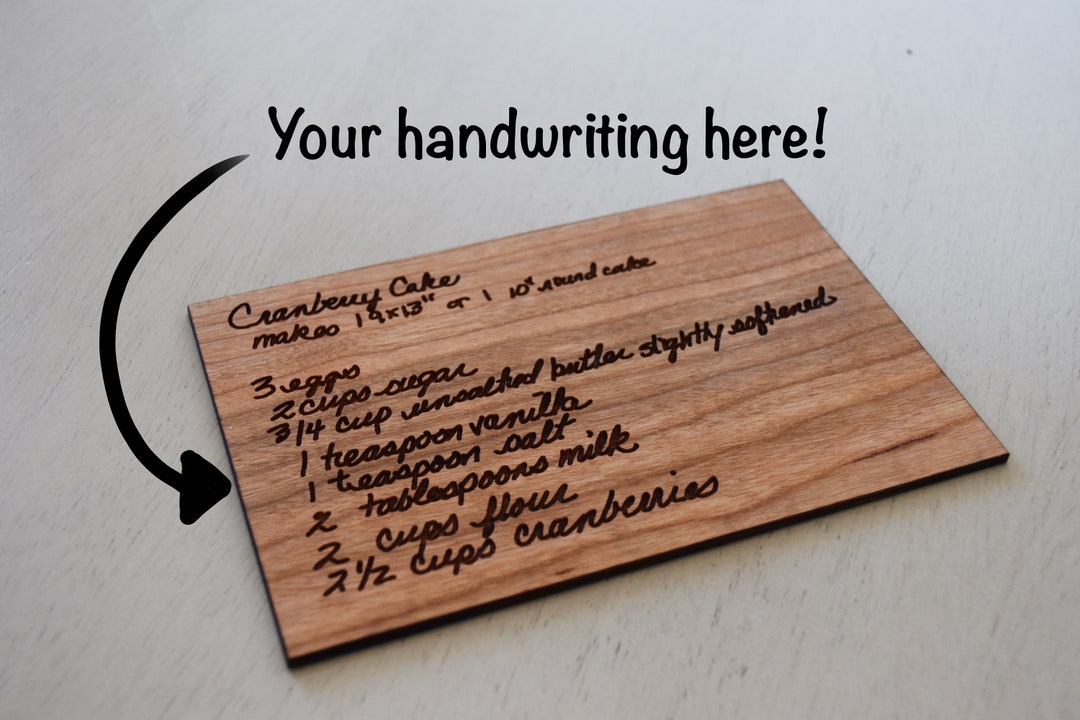 CUSTOM Laser Engraved Wood Recipe Card With Your Handwriting - Quality ...
