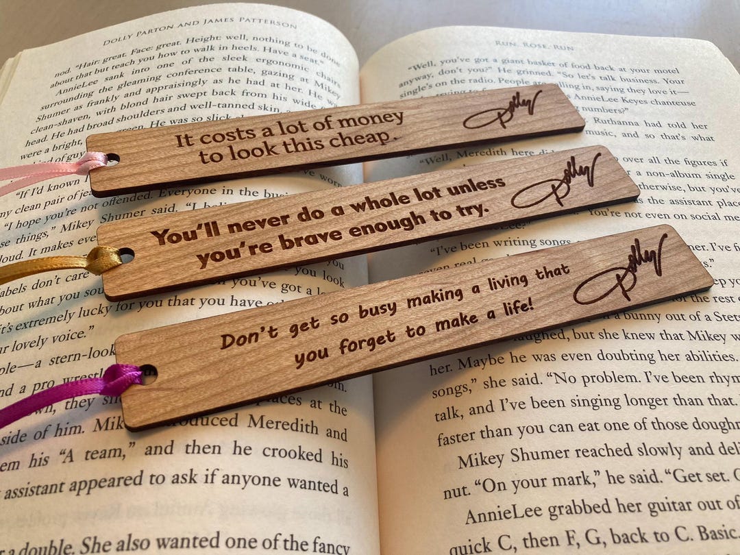 Narrow Wood Bookmark Featuring Dolly Parton Quotes - Quality Cherry ...