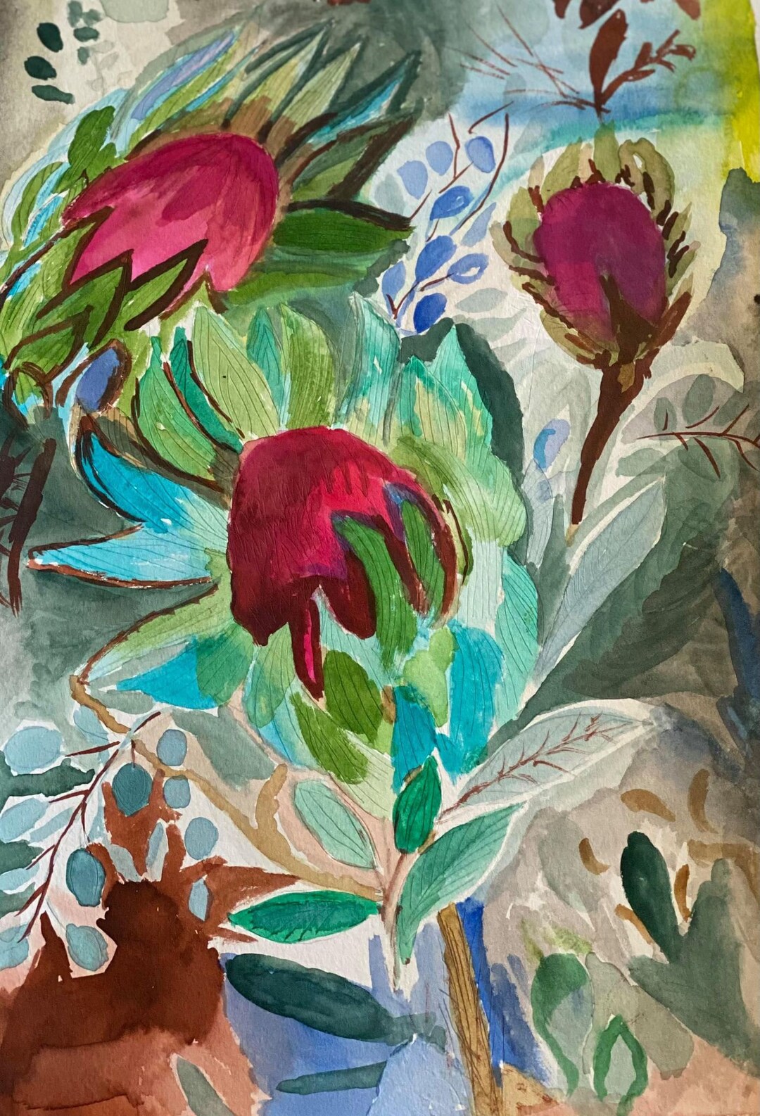 Waratah Handmade Australian Native Flower Oil Painting, Botanical, Home ...