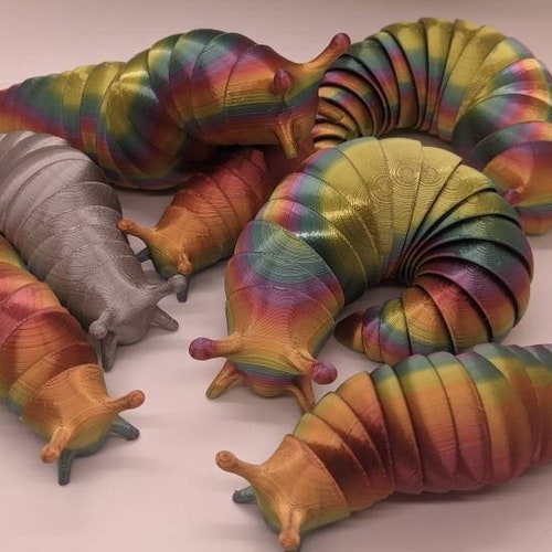 3D Printed Articulated Fidget Slug Toy Various Colors - Etsy