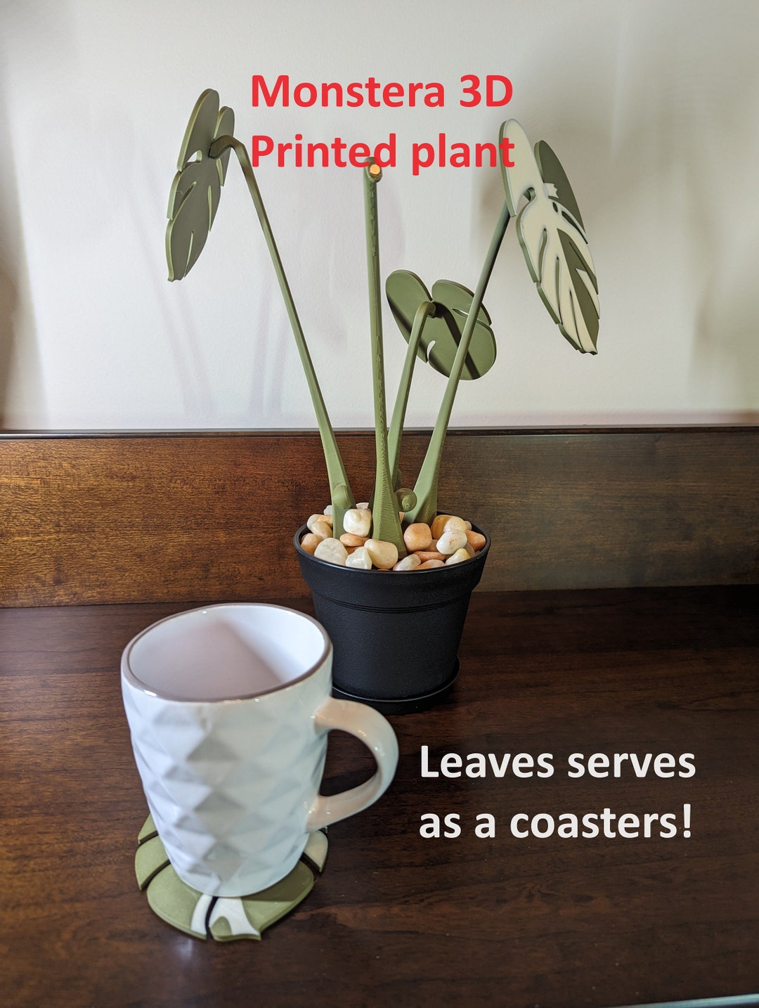 Monstera Plant/coasters |albo Colors | 3D Printed Plant With Magnetic ...