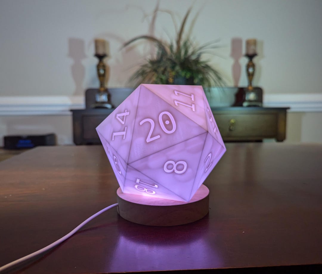 D20 Dice Lamp: 3D Printed Dungeons and Dragons Accent Light - Etsy
