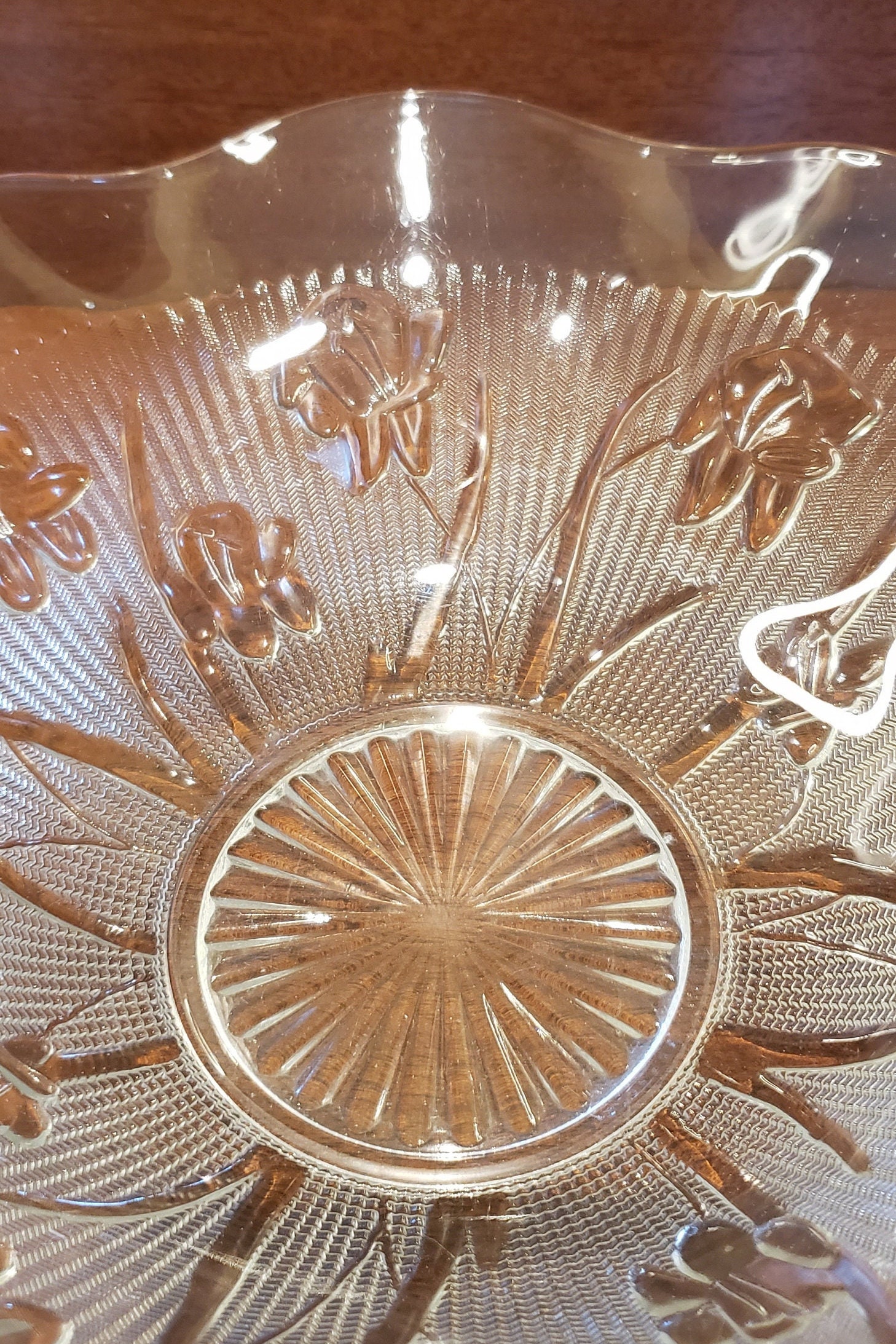 Iris and Herringbone Vintage Depression Glass Bowl Made by Jeanette ...