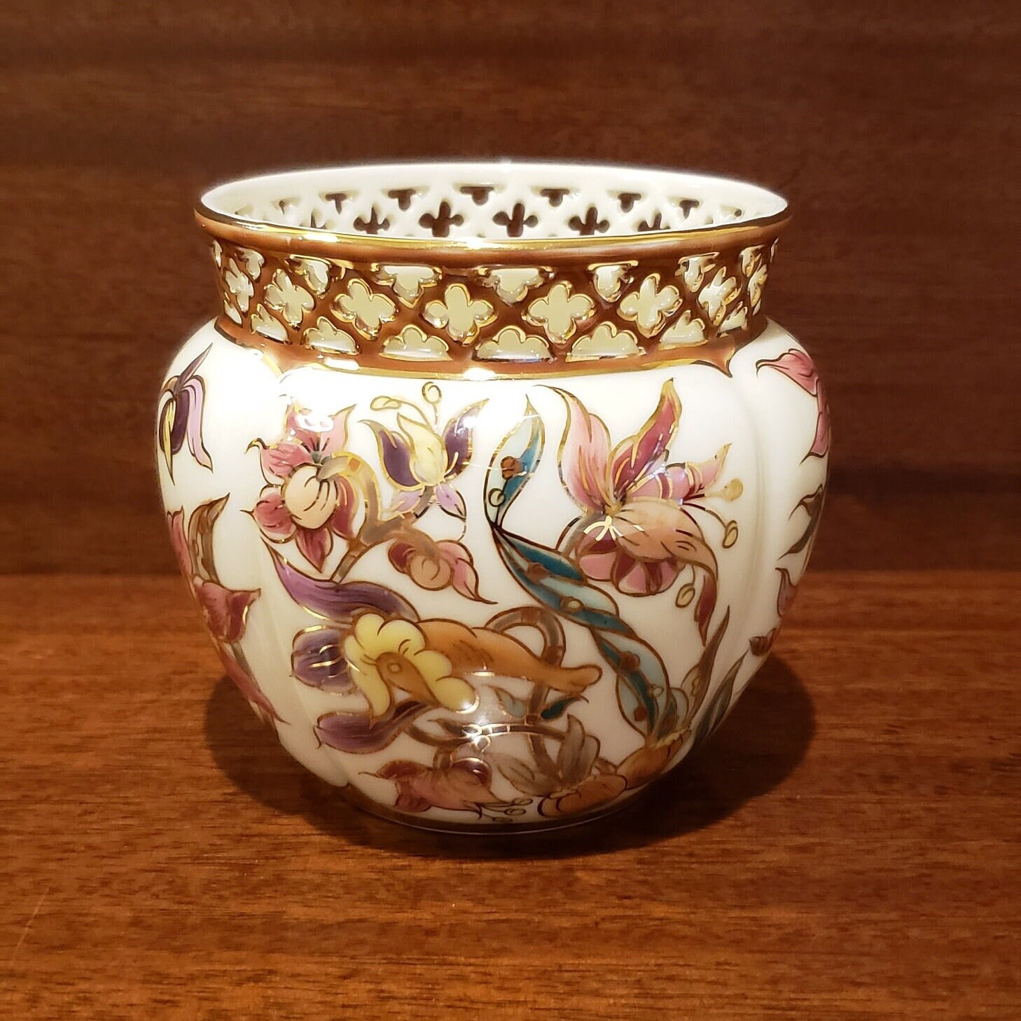 Small Vintage Porcelain Cache Pot Vase Created in Zsolnay - Etsy