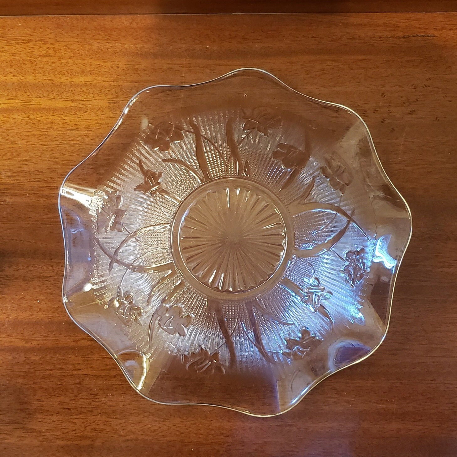 Iris and Herringbone Vintage Depression Glass Bowl Made by Jeanette ...