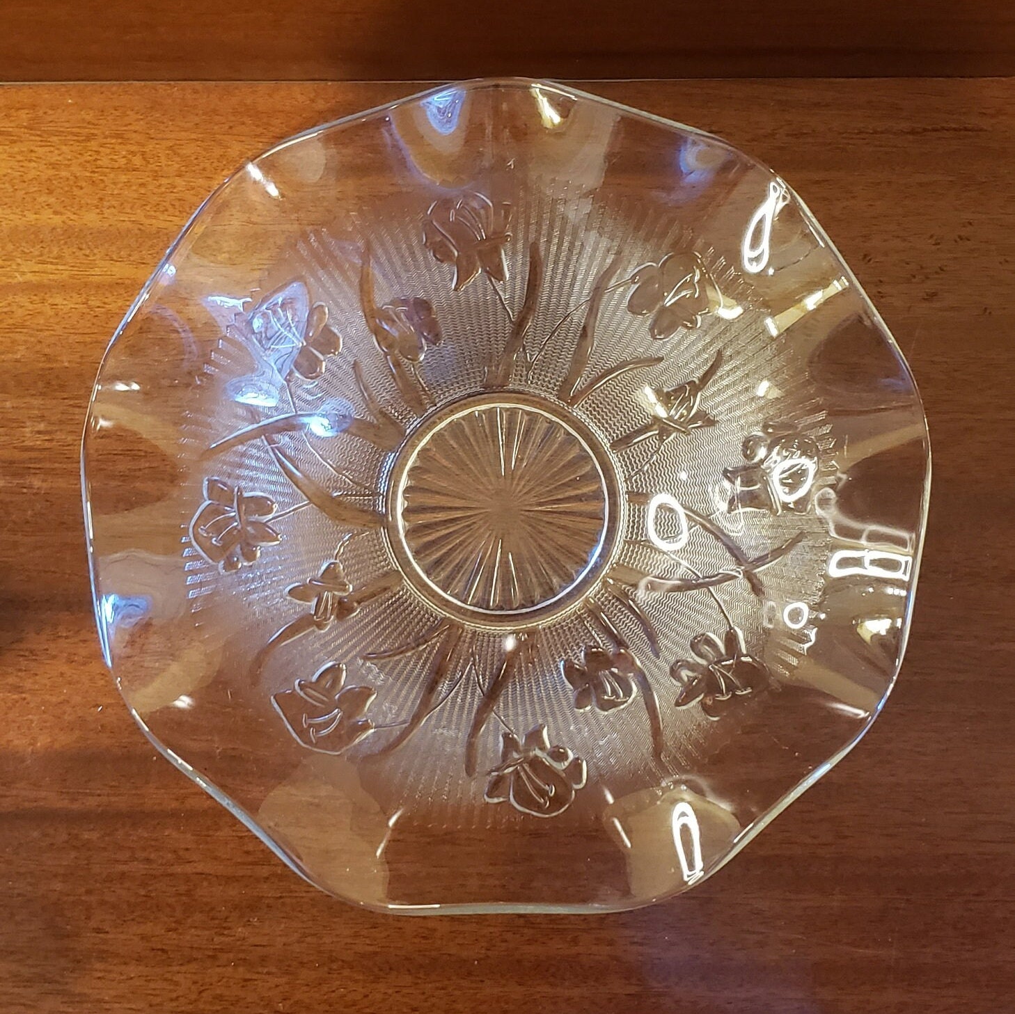 Iris and Herringbone Vintage Depression Glass Bowl Made by Jeanette ...
