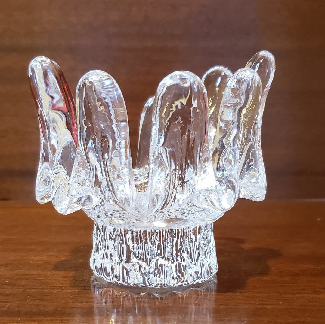 Vintage Kosta Boda Clear Glass Sunflower Tea Light Holder Made in ...