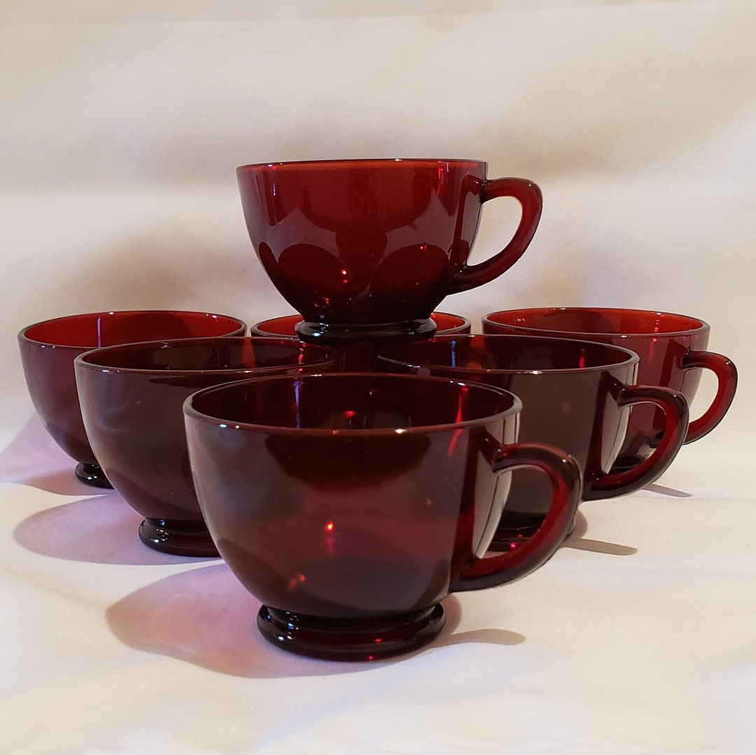 Ruby Red Punch / Tea Cups by Anchor Hocking - Etsy