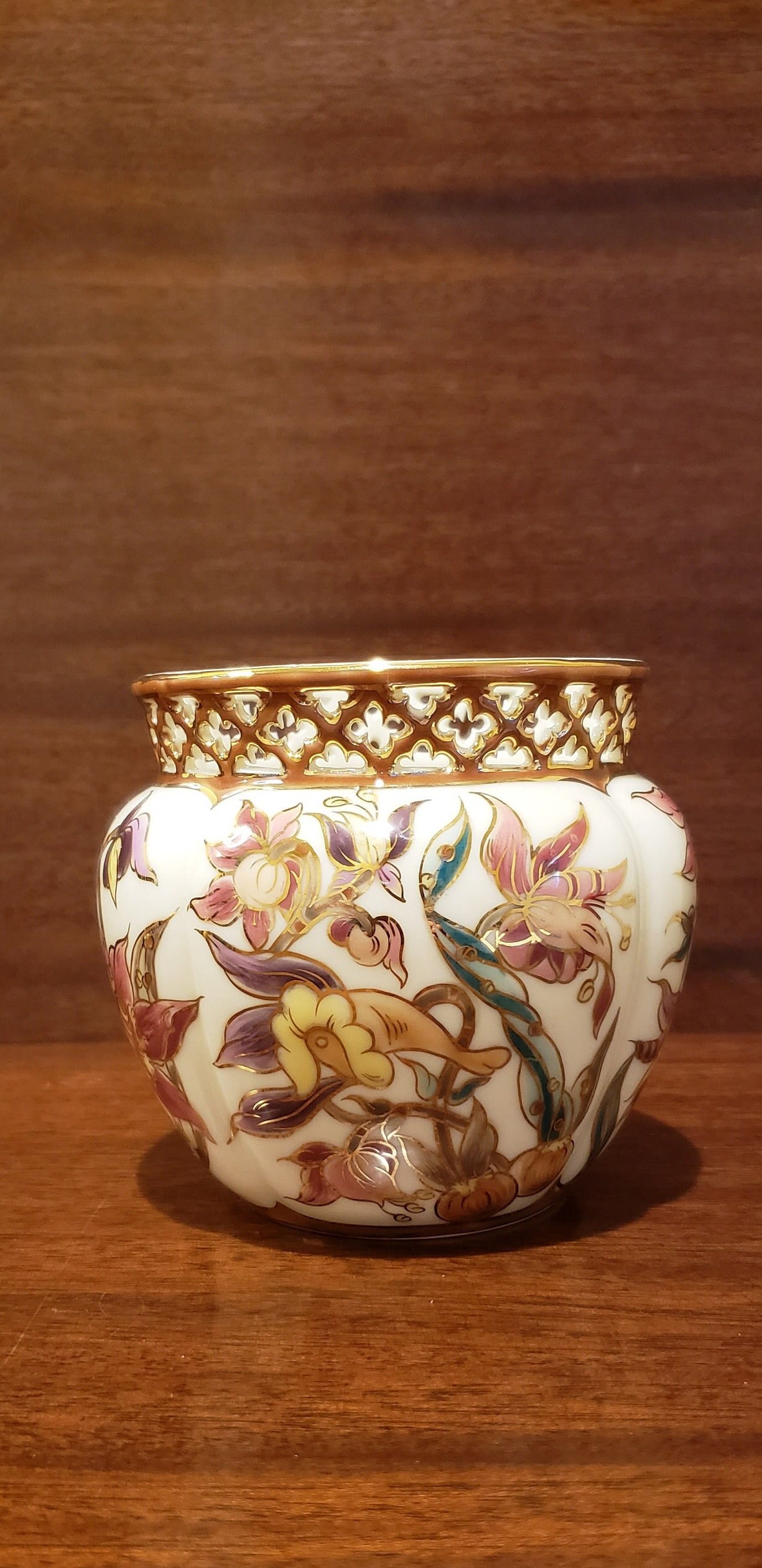 Small Vintage Porcelain Cache Pot Vase Created in Zsolnay - Etsy