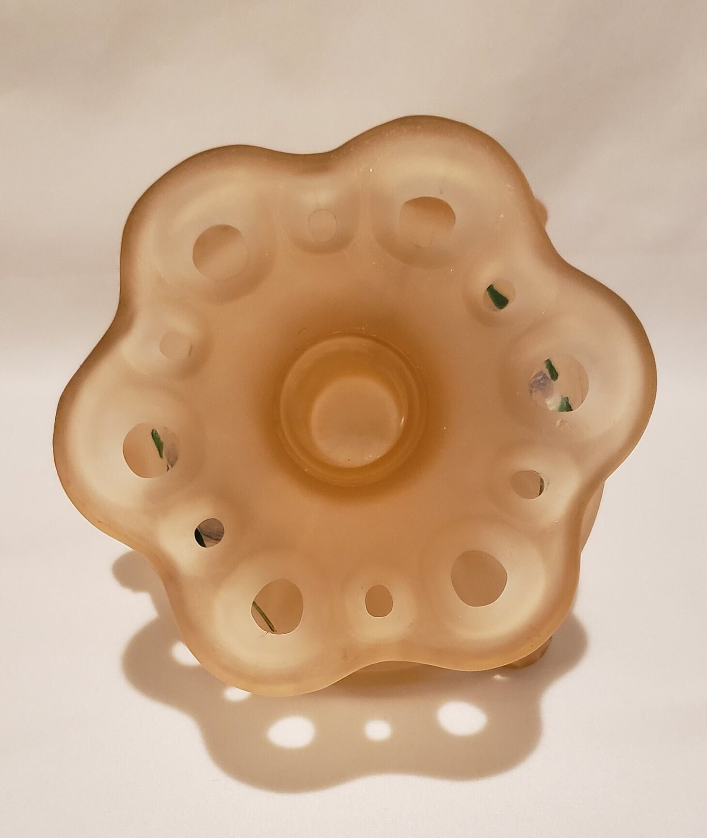 Pink Mist Frosted Depression Glass Candle Holders in the Old Colony ...