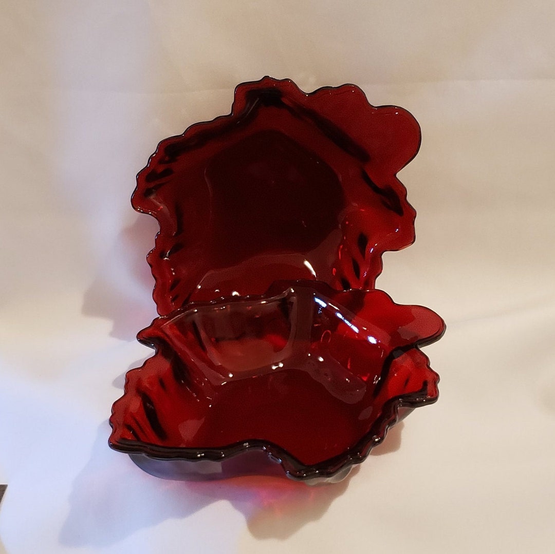 Ruby Red Maple Leaf Dishes (2) by Anchor Hocking - Etsy