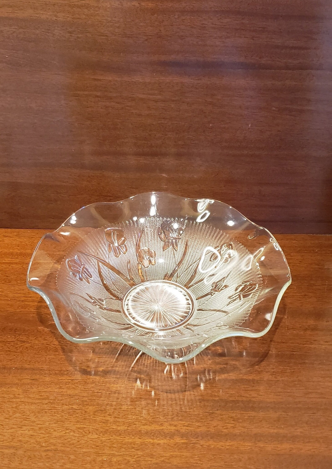 Iris and Herringbone Vintage Depression Glass Bowl Made by Jeanette ...
