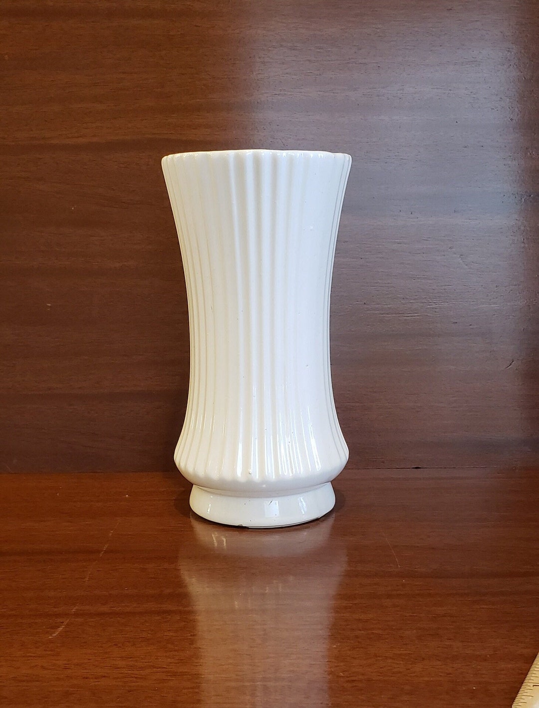 Large Vintage Ceramic Ribbed Vase - Etsy
