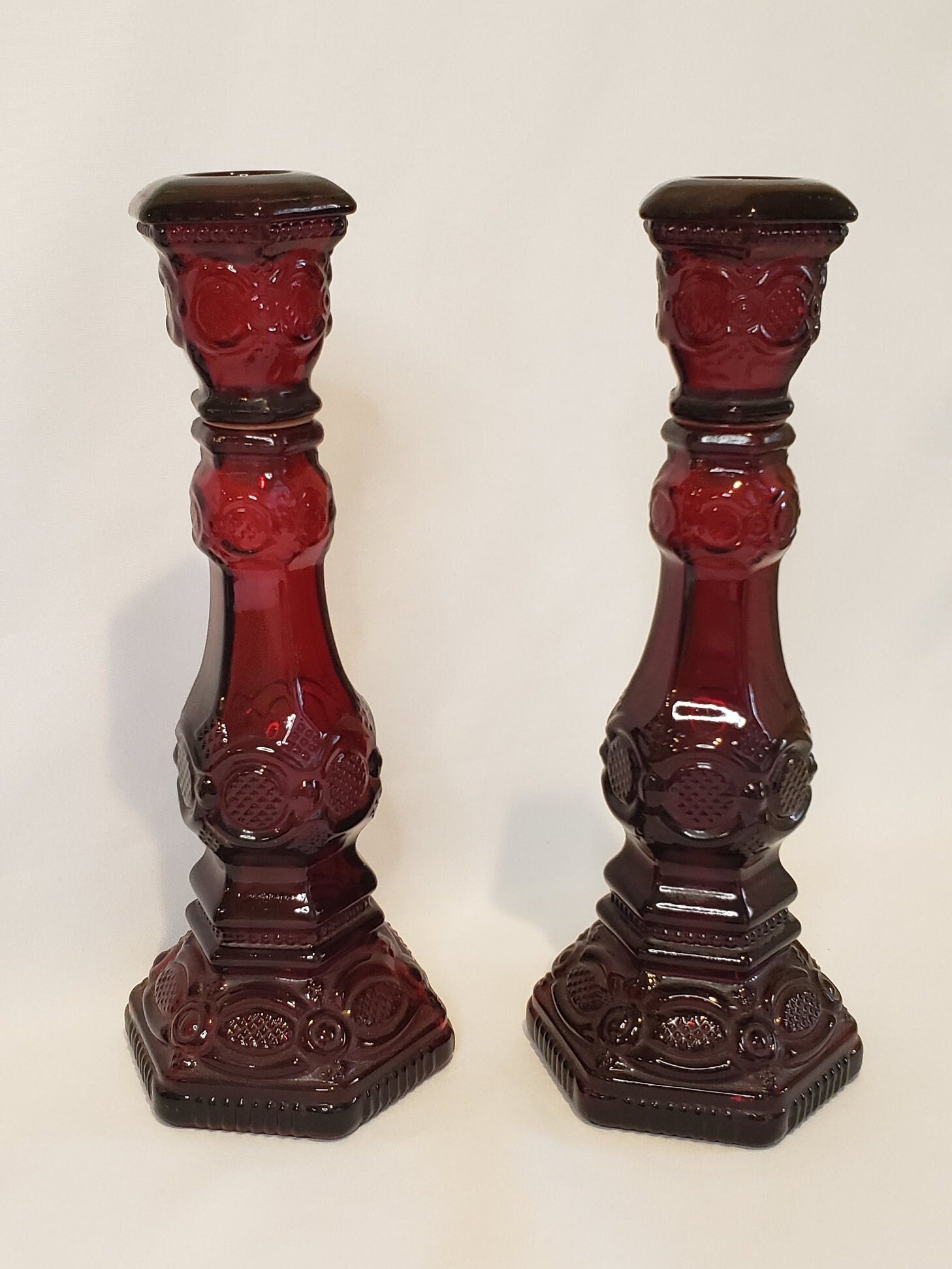 Avon Accents Deep Ruby Red Candle Stick Holders Salt and - Etsy