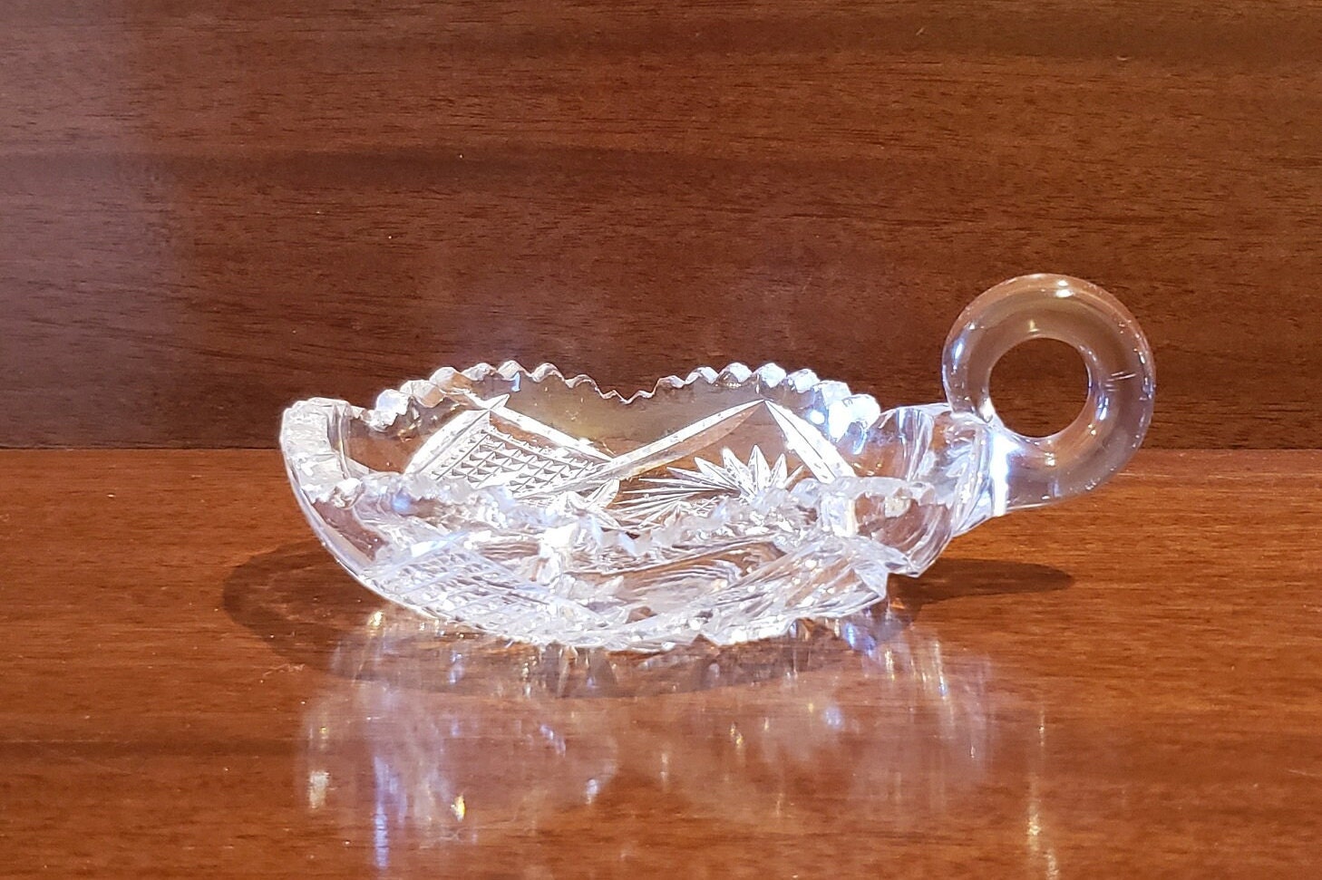 Vintage American Brilliant Cut Glass Dish With Handle Nappy - Etsy