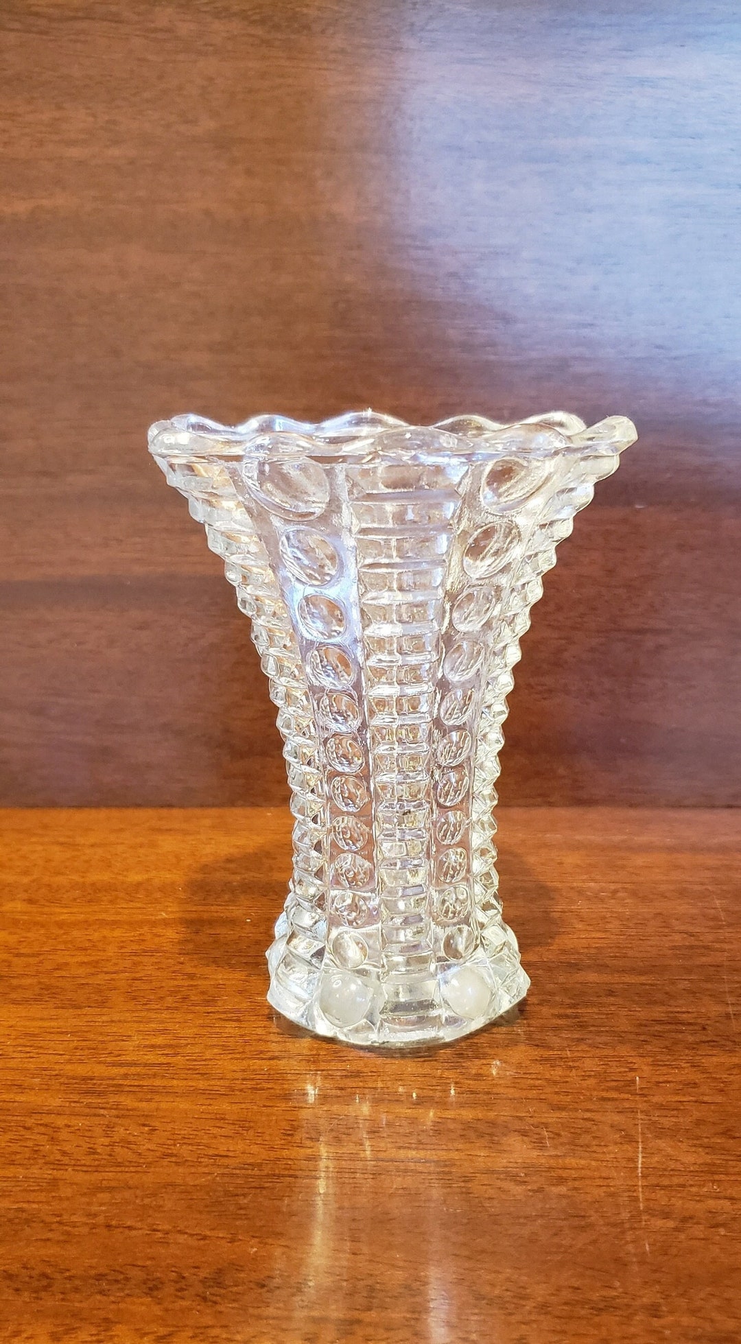 1950s Clear Glass Vase in the Mayflower Clear Pattern by Indiana Glass ...