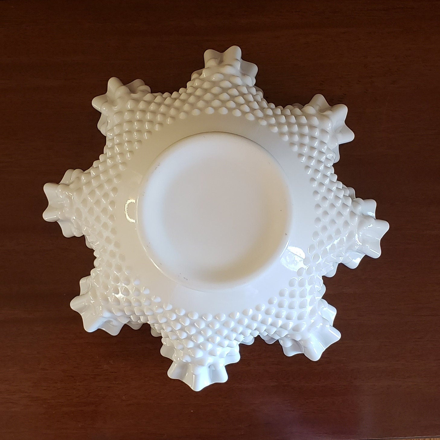 Fenton Vintage Milk Glass Hobnail Ruffled and Crimped Rim Stunning ...